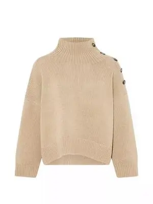 YVES SALOMON Button-detail High-neck Sweater - Neutrals