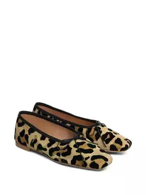 ANNIEL Leopard-print Bow-detail Ballet Flats
