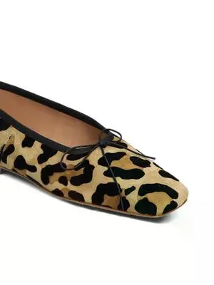 ANNIEL Leopard-print Bow-detail Ballet Flats