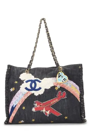 Chanel Denim Night Flight Embroidered Tote Bag