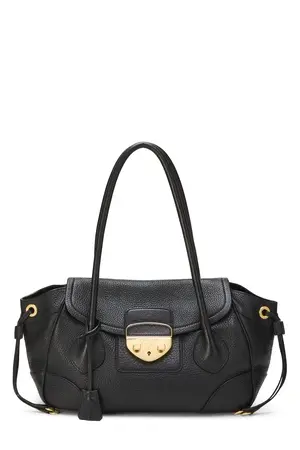 Prada Vitello Daino Push Lock Shoulder Bag - Black