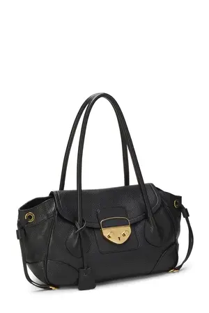 Prada Vitello Daino Push Lock Shoulder Bag - Black