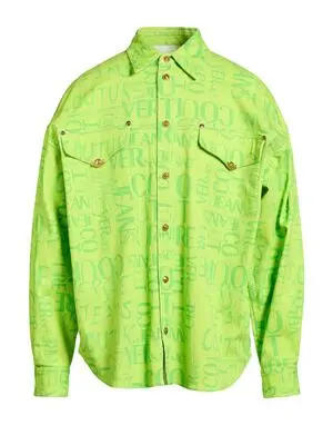Versace Denim Shirt Lime Size Cotton, Elastane