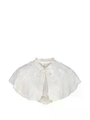 ATOIR Floral-embroidered Scalloped-edge Cape - Silver