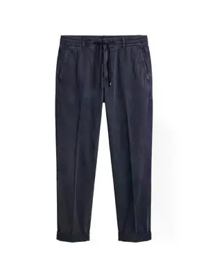 Peserico Drawstring Turned-up Straight-leg Trousers - Blue