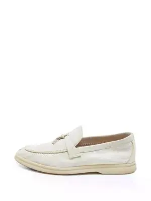 Loro Piana Summer Charms Walk Suede Loafers - Grey