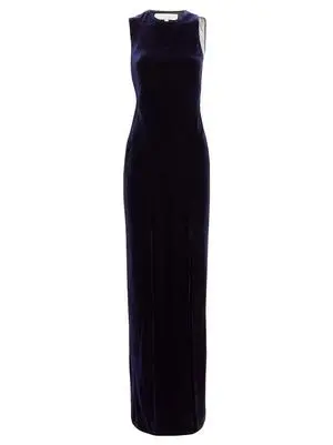 Galvan Galvan Sheer Panel Velvet Crescent Dress Midnight Blue