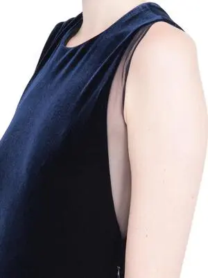 Galvan Sheer Panel Velvet Crescent Dress - Midnight Blue