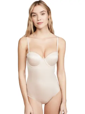 Spanx Shape Suit Your Fancy Strapless Cupped Brief Bodysuit - Champagne Beige