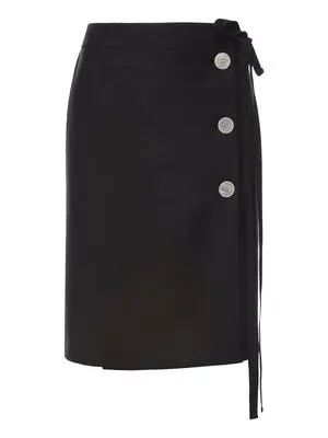 PRADA Button-Embellished Mohair-Blend Midi Skirt