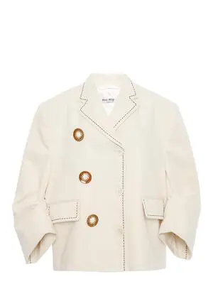 Miu Miu Embroidered Cady Jacket - Neutral