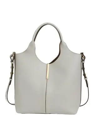TOD'S Tod's Small Leather Tote Cromo Chiaro