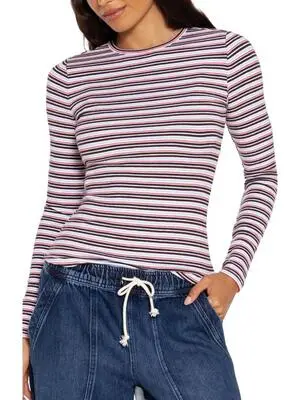 NUUDS Slinky Rib Top White Multi Stripe