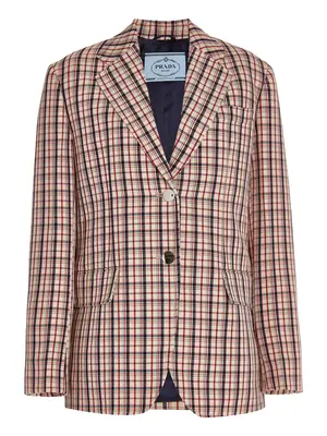 Prada Checked Virgin Wool Blazer Plaid