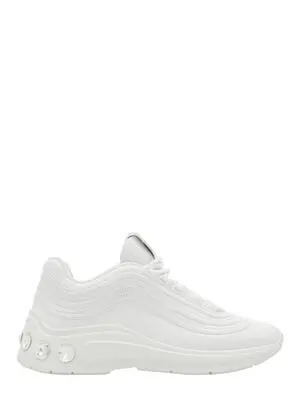 Miu Miu Crystal-embellished Leather Sneakers - White
