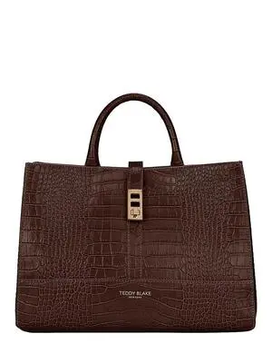 TEDDY BLAKE Lola Croco Handbag - Brown