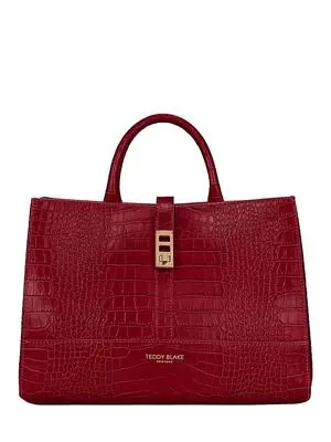 TEDDY BLAKE Lola Croco Handbag - Darkred