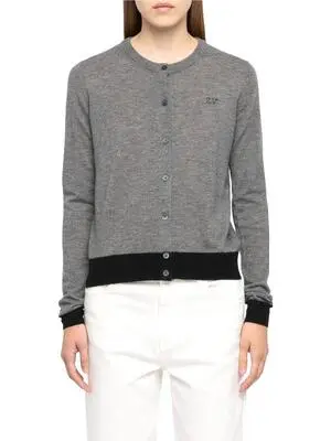 Zadig&Voltaire Missya Cashmere Cardigan With Embellished Monogram - Medium Grey