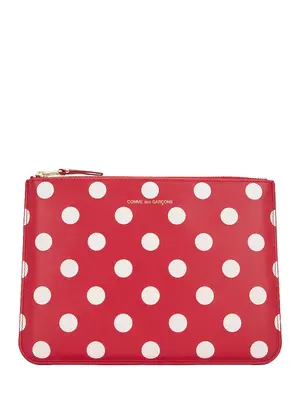 Comme Des Garçons Dots Printed Leather Pouch - Red
