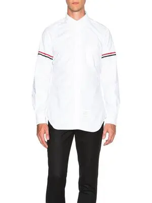 Thom Browne Classic Button Down With Grosgrain Armbands - White