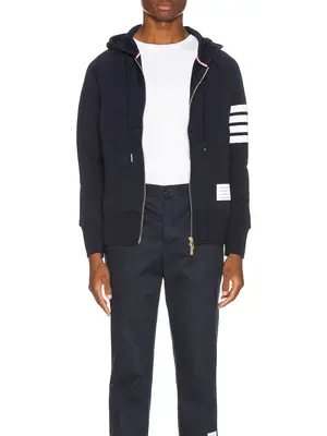 Thom Browne Engineered 4 Bar Zip Hoodie Navy