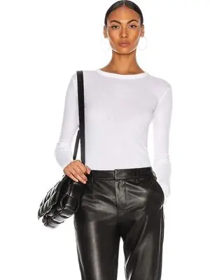 Enza Costa ENZA COSTA Cashmere Cuffed Crew Tee White