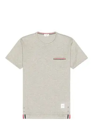 Thom Browne Jersey Cotton Short Sleeve Pocket Tee In Grey - Light Grey