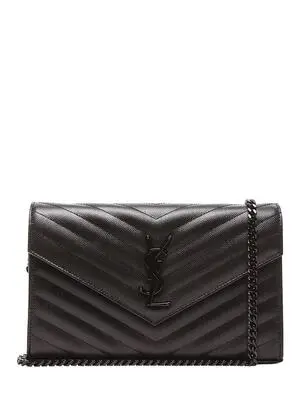 Saint Laurent Monogramme Chain Wallet Bag - Black & Black