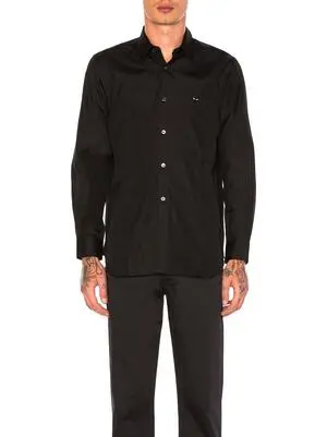Play Comme Des Garcon Small Emblem Cotton Button Down - Black