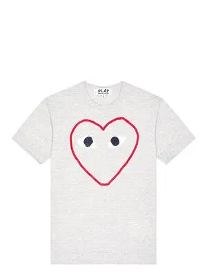 Play Comme Des Garcon Heart Logo Tee In Novelty,gray - Grey