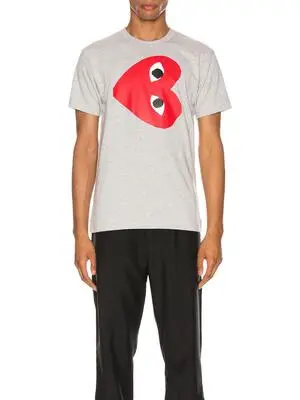 Play Comme Des Garcon Sideways Heart Logo Tee In Gray - Grey