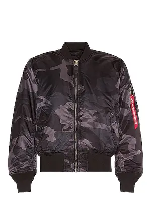 Alpha Industries MA-1 Bomber Jacket Black Woodland Camo