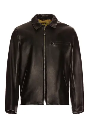 SCHOTT Collar Lamb Leather Jacket - Black