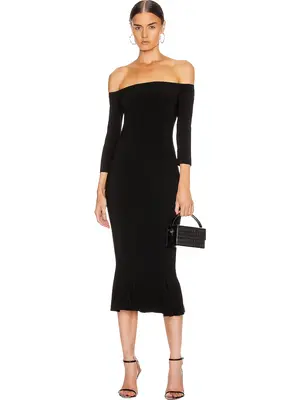 Norma Kamali Off Shoulder Fishtail Dress - Black
