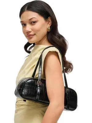 URBAN EXPRESSIONS URBAN EXPRESSIONS HANDBAGS Athena Croc-Embossed Shoulder Bag Black