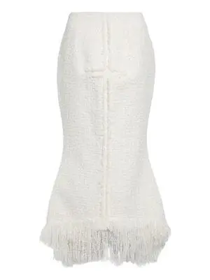 Matieres Fecales Mademoiselle Sequin Fringe Tweed Trumpet Skirt - Tofu