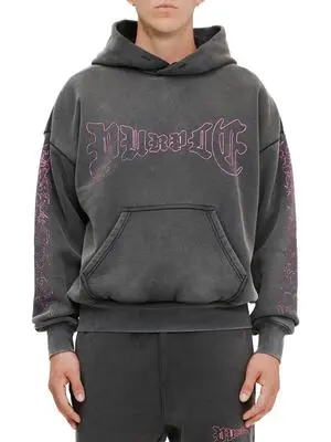 PURPLE BRAND Logo Cotton Graphic Hoodie - Black