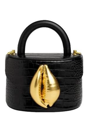 FLORE K. Flore K. Viera Cowrie Shell Bag Black Croc