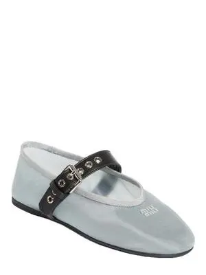 Miu Miu Mary Jane Ballet Flat - Alluminio