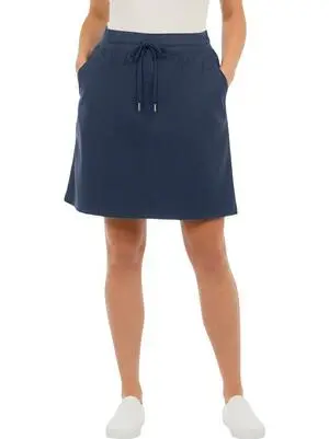 Roaman's Pull-on Drawstring Cargo Skort - Navy