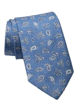 David Donahue Paisley Silk Jacquard Tie - Blue