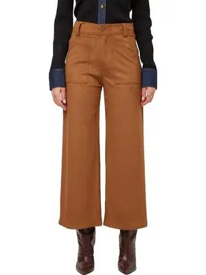 Fifteen Twenty Rylee Faux Suede Cropped Wide Leg Pants - Camel