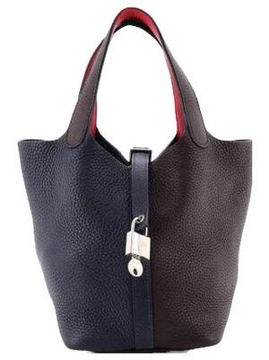 Hermès Picotin Lock Bag Tricolor Clemence Pm - Blue