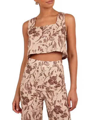PETAL & PUP Irina Printed Crop Tank - Wild Orchid