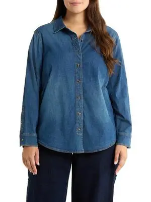 Universal Standard Universal Standard Chambray Button-Up Shirt Union City Blue