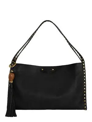Rebecca Minkoff Rebecca Minkoff Dylan Leather Shoulder Bag With Studs And Tassel Charm Black