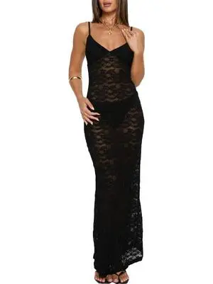 Princess Polly Lace V-neck Maxi Dress - Black