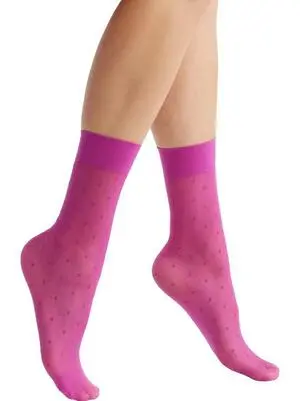 Nordstrom Sheer Dot Ankle Socks - Pink Wild Aster