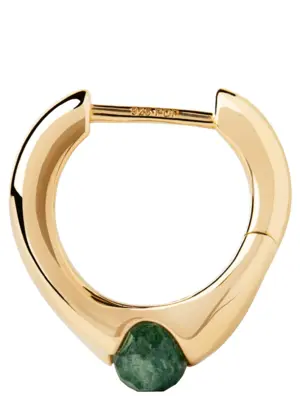 PDPAOLA Oasis Single Hoop Earring - Green Aventurine