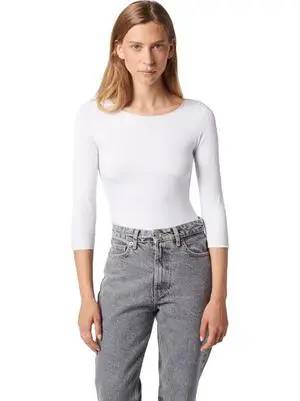 Majestic Filatures Soft Touch 3/4 Sleeve Boatneck T-shirt - Blanc